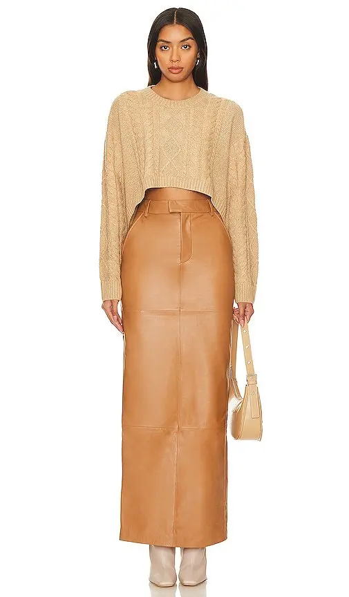 CAMILA COELHO Anabella Leather Maxi Skirt