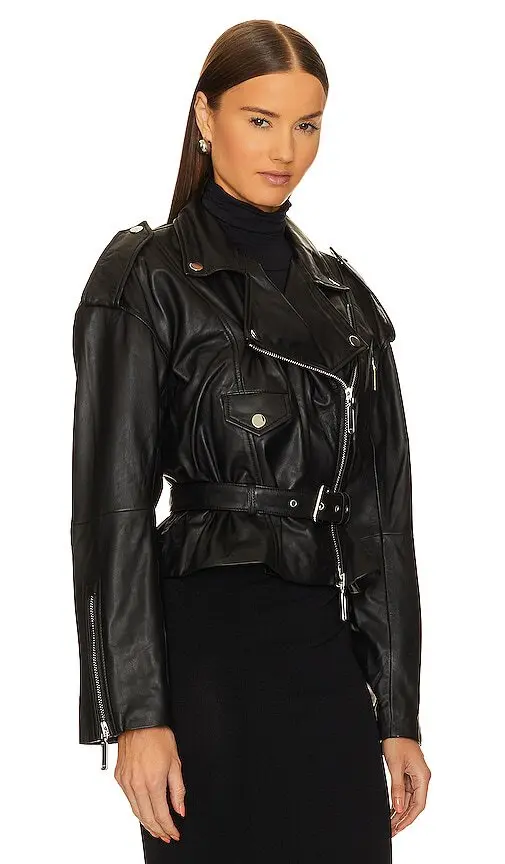 CAMILA COELHO Ambrosia Leather Moto Jacket