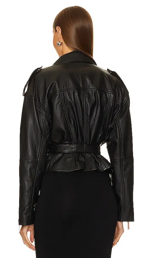 CAMILA COELHO Ambrosia Leather Moto Jacket