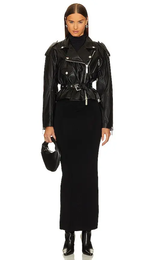 CAMILA COELHO Ambrosia Leather Moto Jacket
