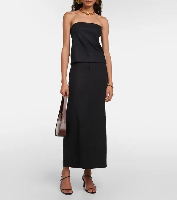 Vince Flannel Maxi Skirt - Black