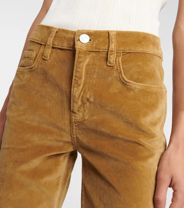 FRAME Le Crop Mini Boot Velveteen Jeans - Beige