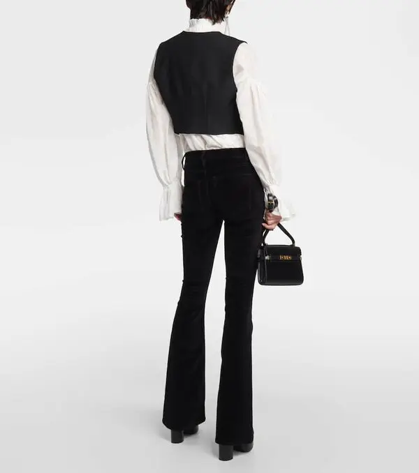 FRAME Le High Flare Velveteen Pants - Black