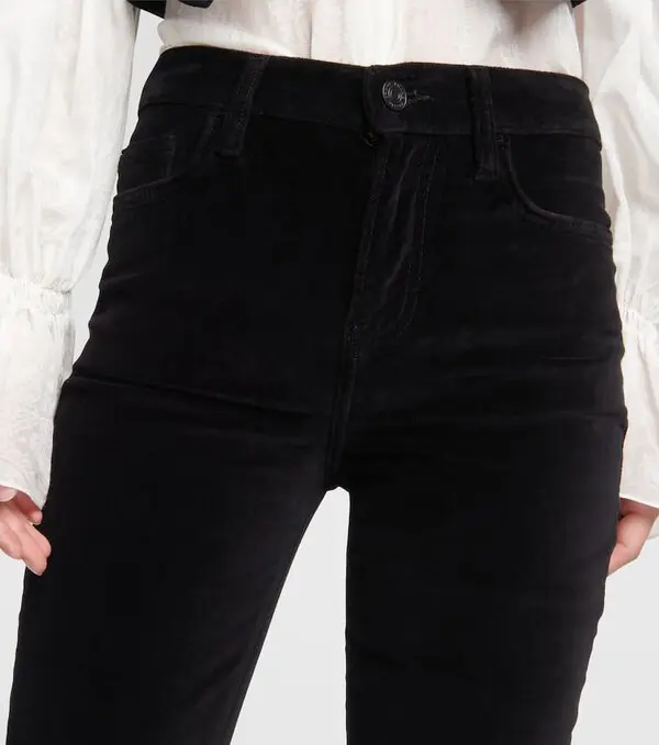 FRAME Le High Flare Velveteen Pants - Black