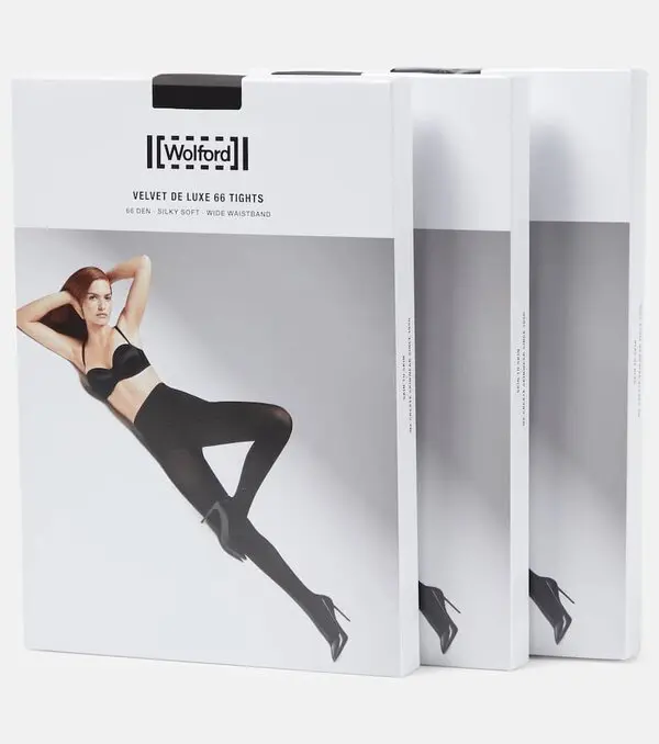 Wolford Velvet De Luxe 66 Tights Set Of 3 - Black
