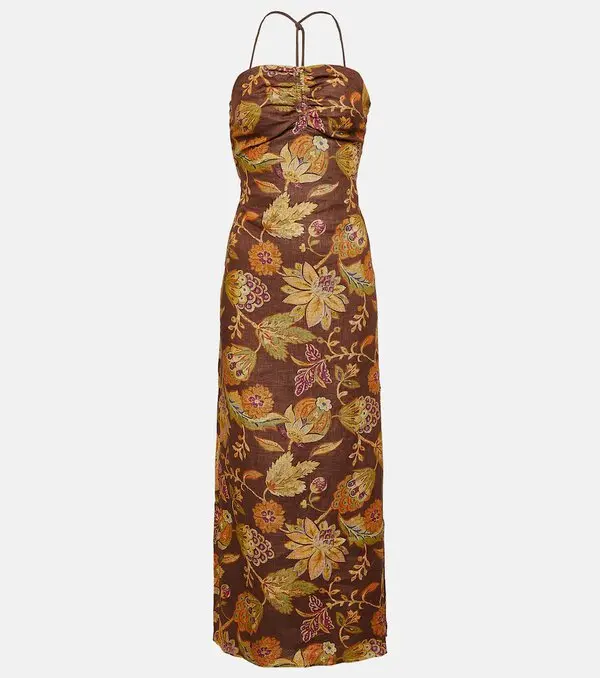 chinese dress ladies Women's Cotton Ivory Floral Maxi- Puff Sleeve Floral Maxi Dress- Storia Dresses Medium