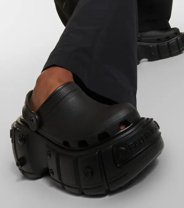 Balenciaga X Crocs Hardcrocs Platform Slides In Black - 40% Off