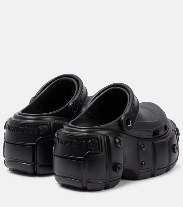 Balenciaga X Crocs Hardcrocs Platform Slides In Black - 40% Off