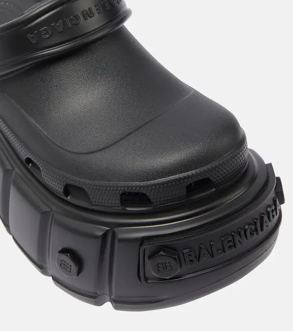 Balenciaga X Crocs Hardcrocs Platform Slides In Black - 40% Off