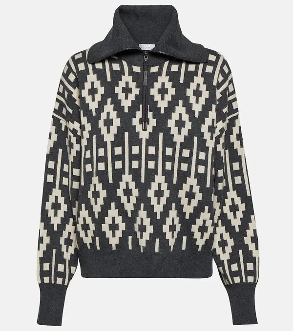 Brunello Cucinelli Jacquard Wool-blend Sweater