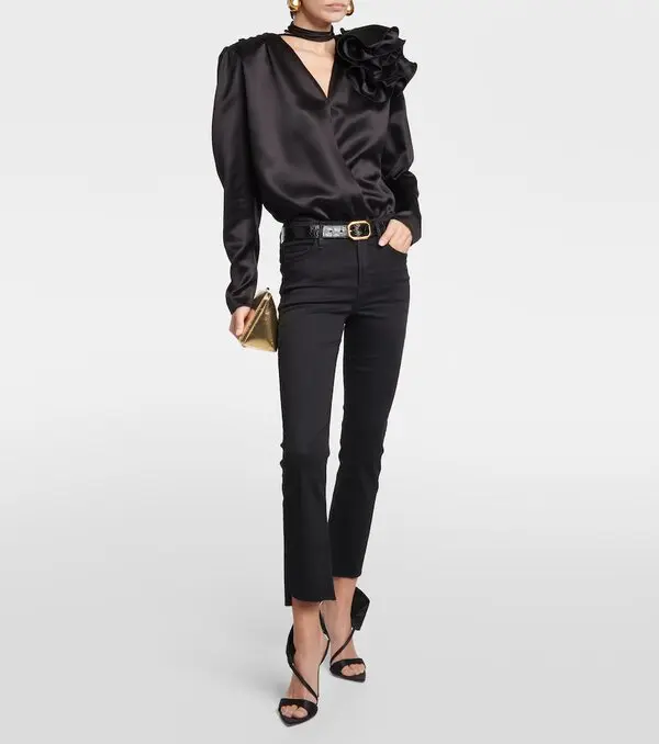 FRAME Le High Straight Cropped Jeans - Black