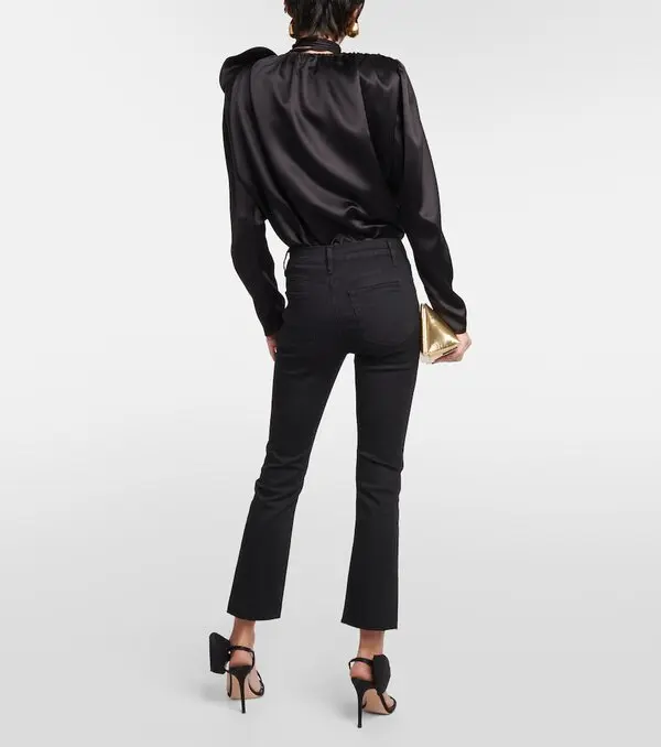 FRAME Le High Straight Cropped Jeans - Black
