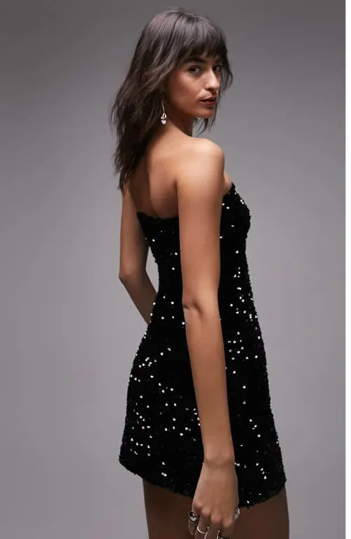 Topshop Sequin Strapless Mini Dress