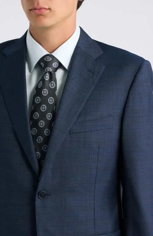Canali Siena Regular Fit Denim Effect Wool Suit - Navy