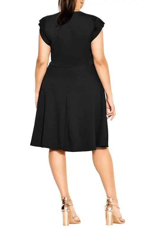 City Chic Frill Sleeve Dress - Black