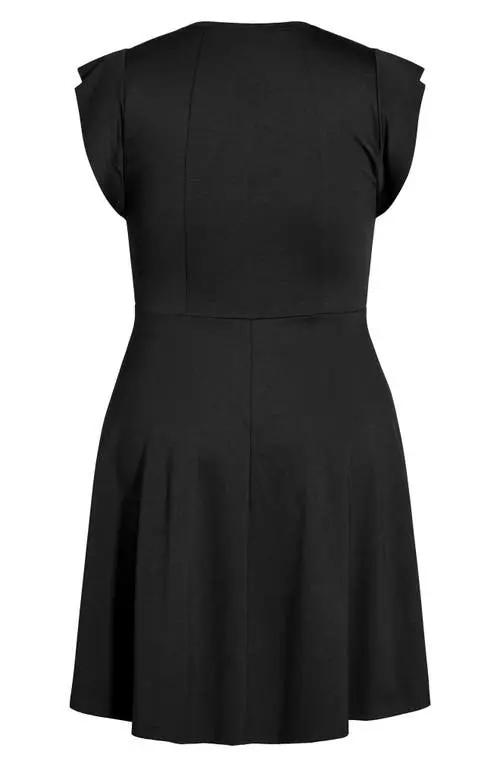 City Chic Frill Sleeve Dress - Black