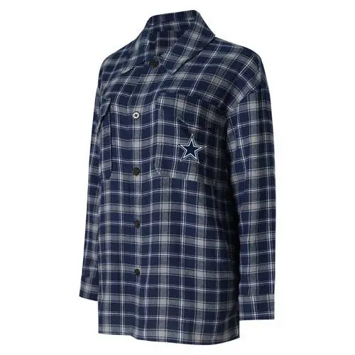 CONCEPTS SPORT Dallas Cowboys Arctic Boyfriend Flannel Nightshirt - Navy