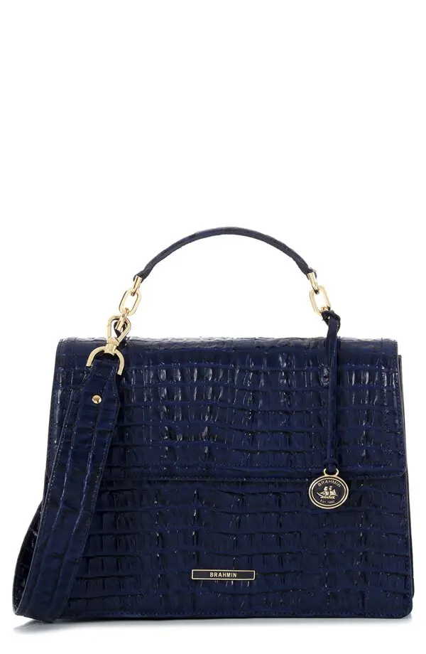 Brahmin Hallie Croc Embossed Leather Top Handle Bag
