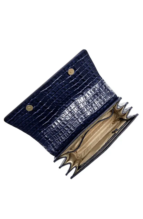 Brahmin Hallie Croc Embossed Leather Top Handle Bag