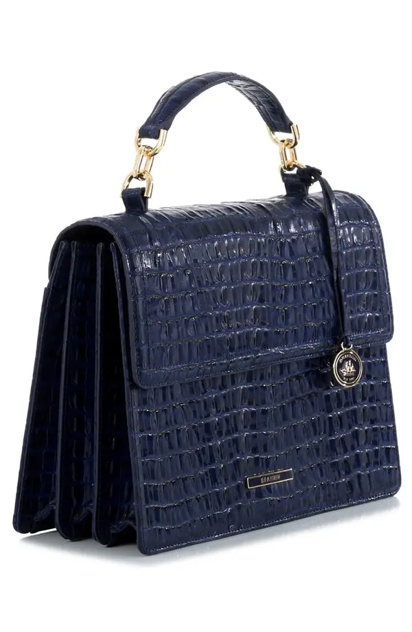 Brahmin Hallie Croc Embossed Leather Top Handle Bag