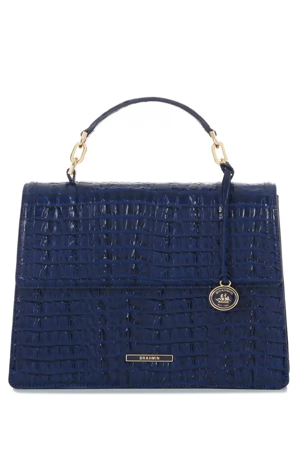 Brahmin Hallie Croc Embossed Leather Top Handle Bag