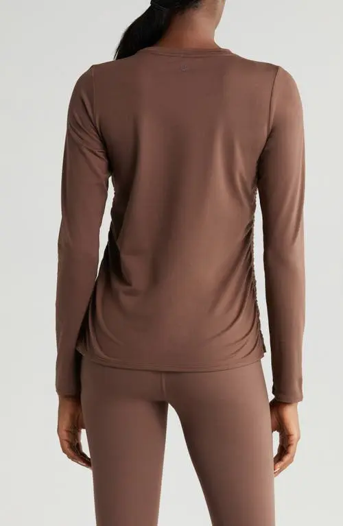 Zella Ruched Long Sleeve T-shirt - Brown Fawn