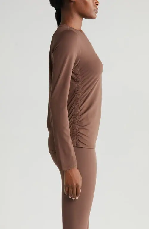 Zella Ruched Long Sleeve T-shirt - Brown Fawn