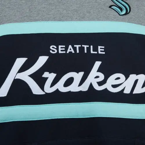 Mitchell & Ness Deep Sea Blue/gray Seattle Kraken Head Coach Pullover Hoodie