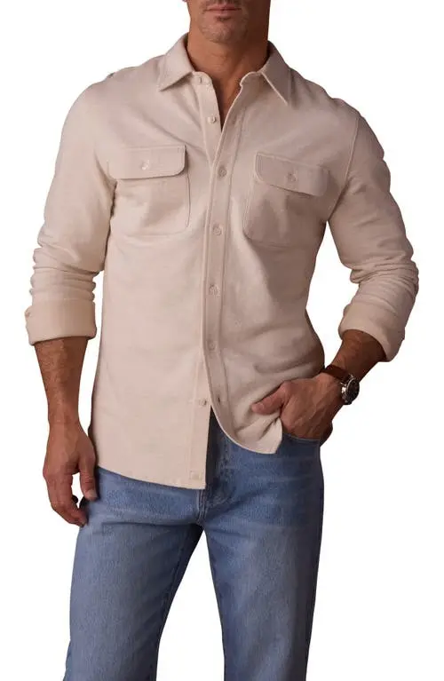 THE NORMAL BRAND Textured Knit Long Sleeve Button-up Shirt - Birch