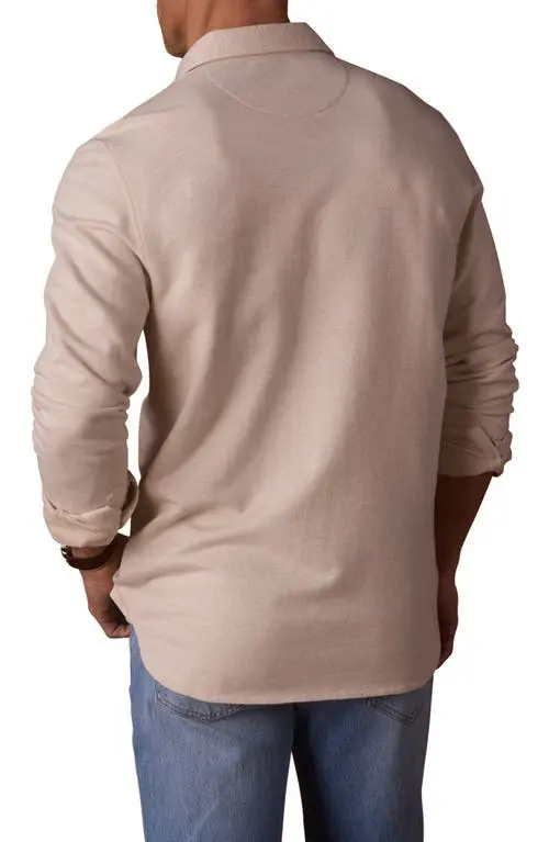 THE NORMAL BRAND Textured Knit Long Sleeve Button-up Shirt - Birch