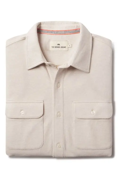THE NORMAL BRAND Textured Knit Long Sleeve Button-up Shirt - Birch