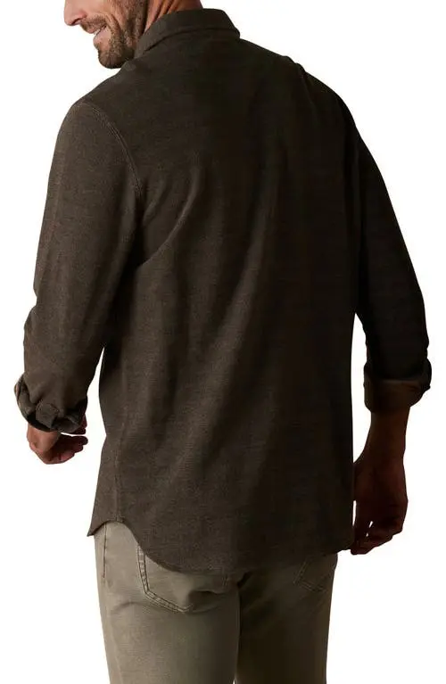 THE NORMAL BRAND Textured Knit Long Sleeve Button-up Shirt - Java