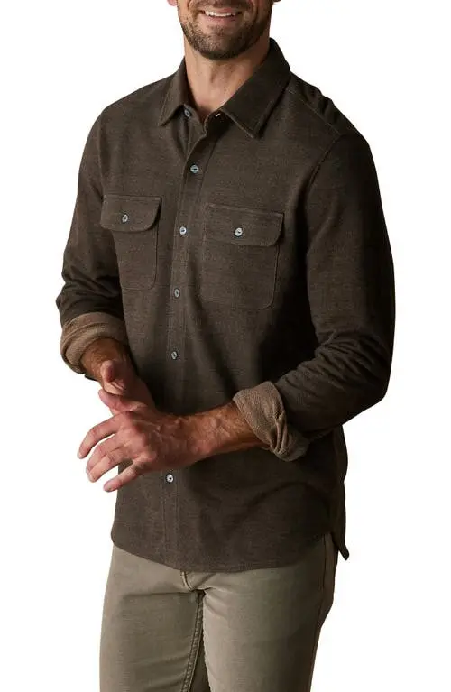 THE NORMAL BRAND Textured Knit Long Sleeve Button-up Shirt - Java
