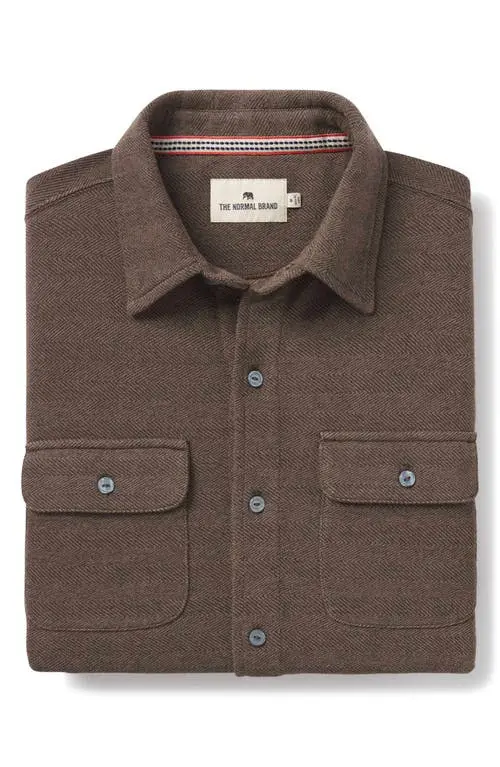 THE NORMAL BRAND Textured Knit Long Sleeve Button-up Shirt - Java