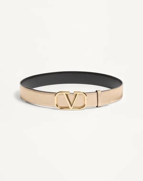 Valentino Garavani Vlogo Signature Reversible Belt - Gold/black
