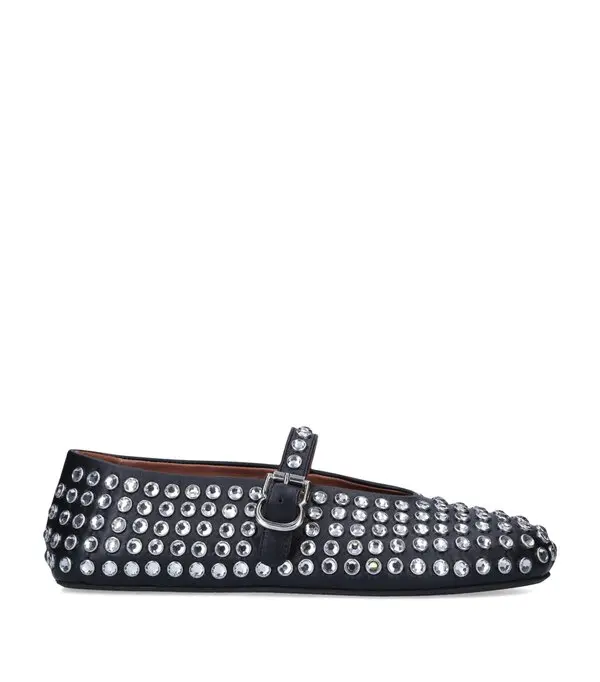 Alaïa Crystal-embellished Ballerinas - Black