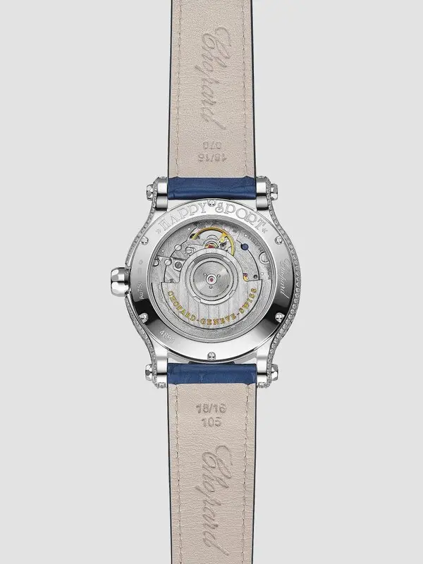 Chopard Happy Sport White Gold, 2.53 Tcw Diamond, Multi-gemstone & Leather Watch