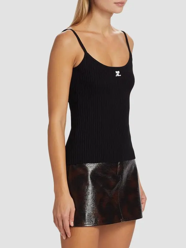 COURREGES Re-edition Rib-knit Tank - Black