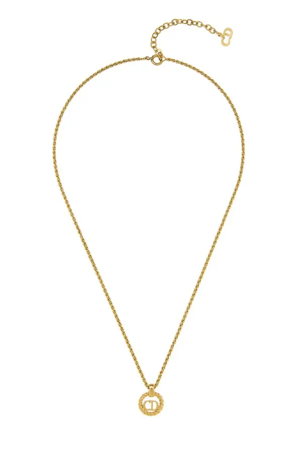 Dior Necklace With Logo Pendant - Gold