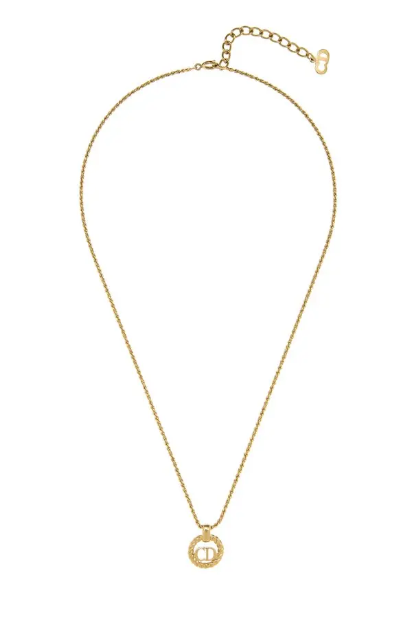Dior Necklace With Logo Pendant - Gold