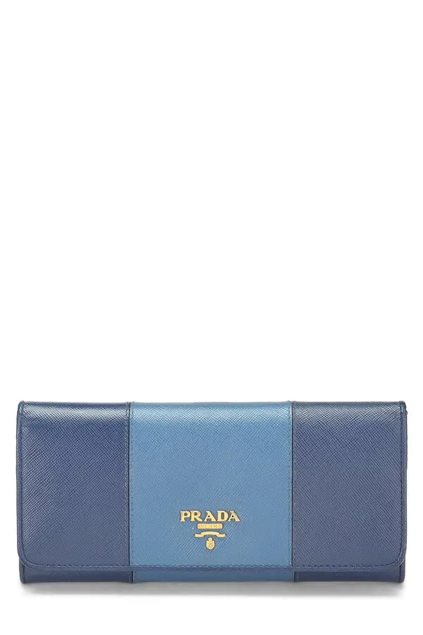 Prada Saffiano Continental Wallet - Blue