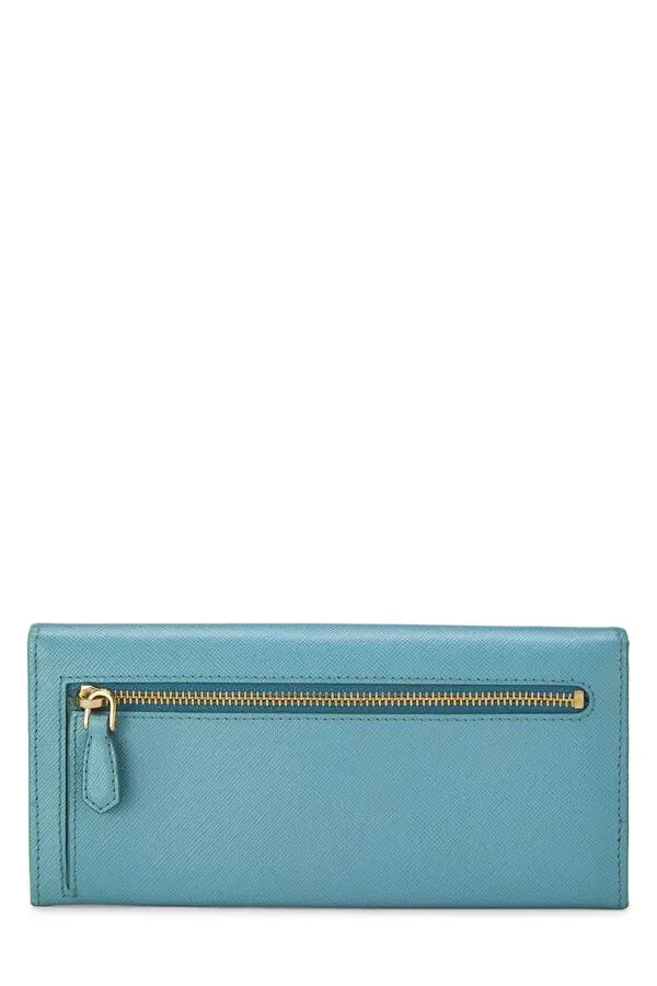 Prada Saffiano Continental Wallet - Blue