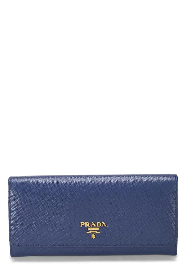 Prada Saffiano Continental Wallet - Blue