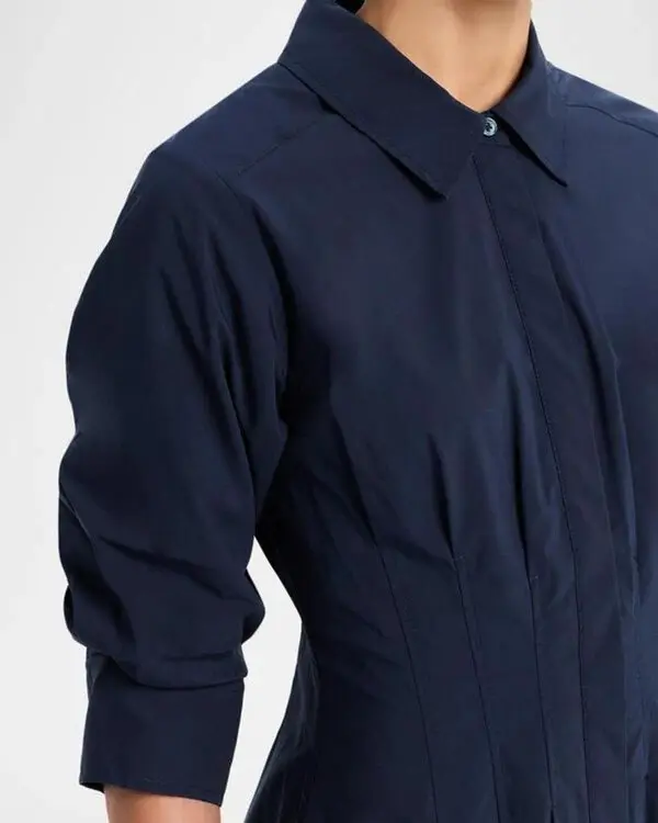 Simkhai Jazz Poplin Pintuck Midi Shirt Dress - Ink
