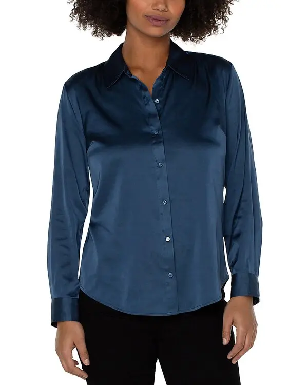 LIVERPOOL Satin Button Down Blouse