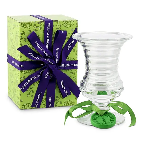 WILLIAM YEOWARD CRYSTAL Ripples 8.5 Footed Flower Vase - Clear