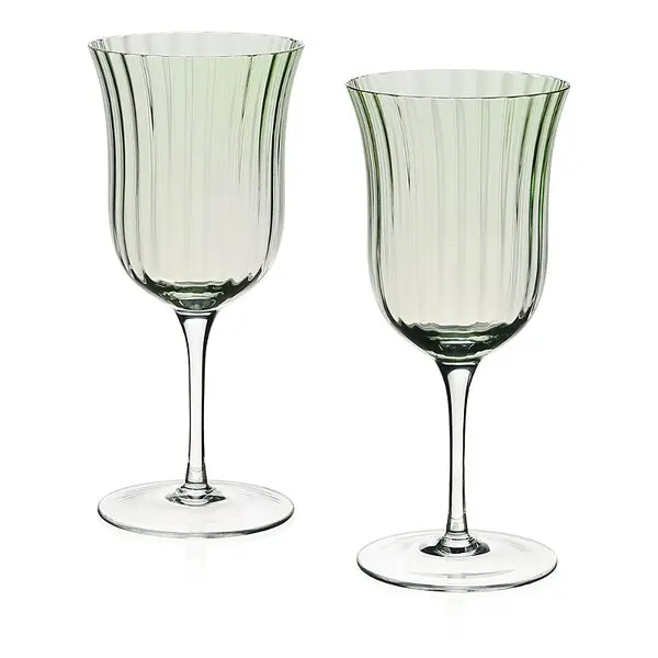 WILLIAM YEOWARD CRYSTAL Corinne Water Goblet, Set Of 2 - Green