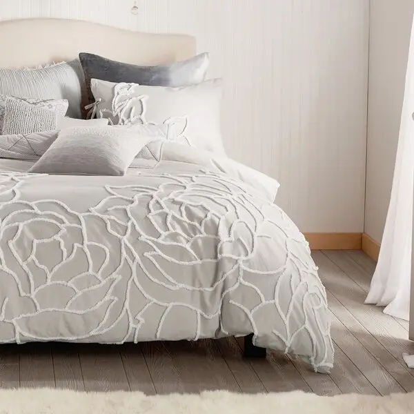 PERI HOME Chenille Rose Duvet Cover Set, Full/queen - Grey