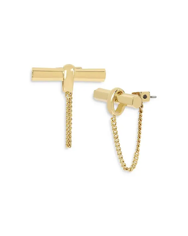 ALLSAINTS Toggle Bar Front Back Earrings - Gold
