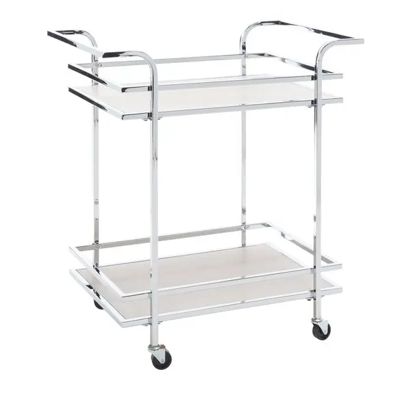 SAFAVIEH Lameris 2 Tier Chrome Bar Cart With Handles